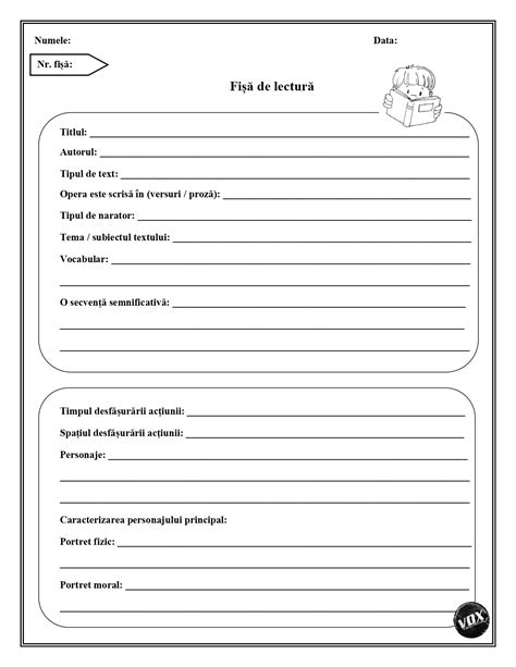 Fișă De Lectură Gimnaziu Nivel Avansat
