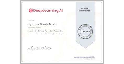 Cynthia Ireri On Linkedin Completion Certificate For Convolutional