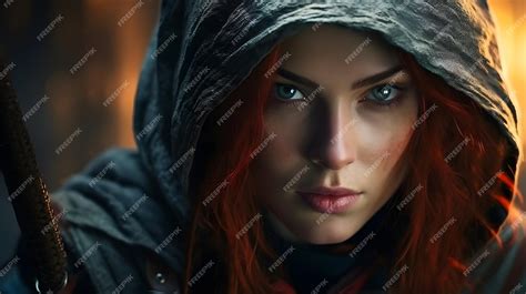 Premium Ai Image Fantasy Portrait Of A Militant Female Assassin With