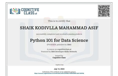 Python 101 For Data Science Completed A Foundational Course Offered By