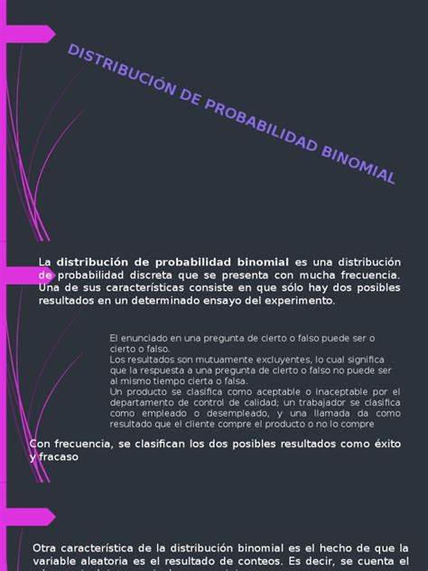 Distribución De Probabilidad Binomial Pdf Probabilidad