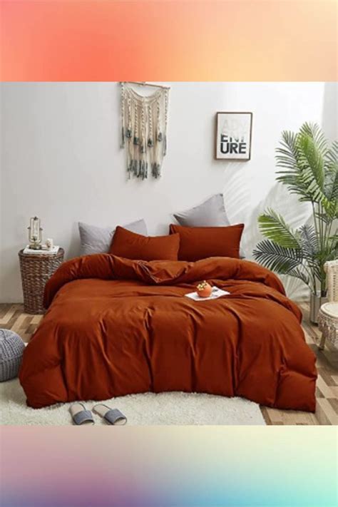 KAREVER Burnt Orange Comforter Queen Rust Bedding Set Queen Reddish Caramel Color Terracotta
