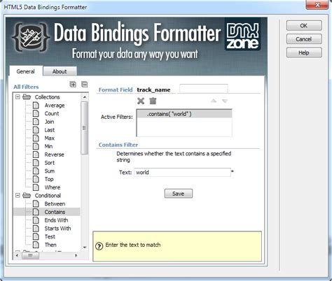 Conditional Filters Details In Data Bindings Formatter Dmxzonecom