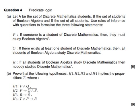 Solved Question 4 Predicate Logic A Let A Be The Set Of