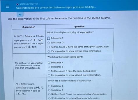 Solved Jse The Observation In The First Column To Answer The