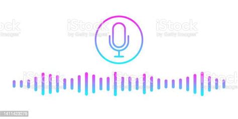 음성 메시지 아이콘입니다 음성 메시징 대응 음성 메시지 음파와 마이크와 화려한 아이콘 웹 사이트 팟 캐스트 및 배너 디자인을위한 벡터 플랫 만화 일러스트 레이 션 팟캐스팅에