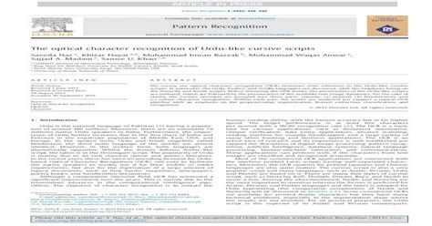 Pdf The Optical Character Recognition Of Urdu Like Cursive Scripts · The Optical Character