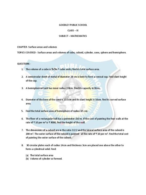 Maths Assignment Class 9 Pdf Volume Sphere Maths Assignment Class 9 Pdf Volume Sphere