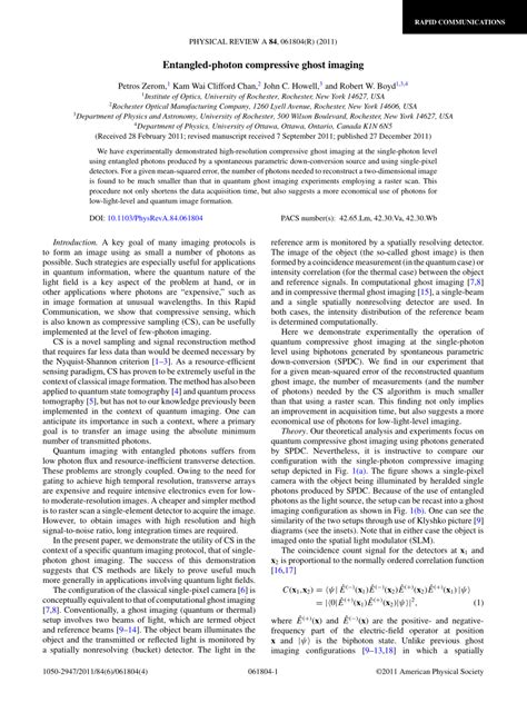 Pdf Entangled Photon Compressive Ghost Imaging