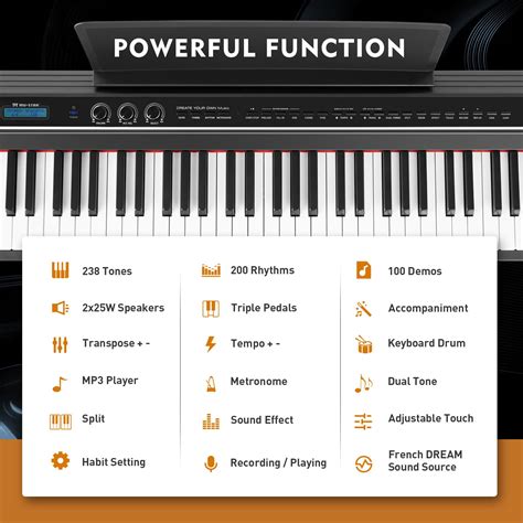 Snapklik Com MUSTAR Key Weighted Keyboard Piano Portable Electric Piano Keyboard Keys