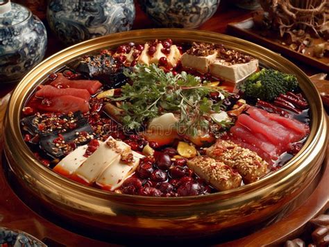 Traditional Chinese Food Sichuan Hot Pot Steaming Pot Of Hot Pot Is