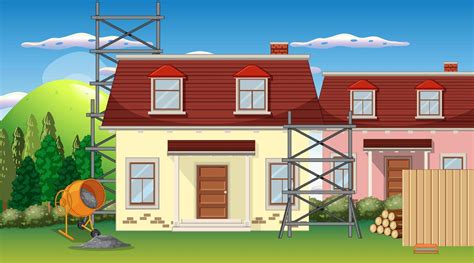 Building Construction Site Scene Vector Art At Vecteezy