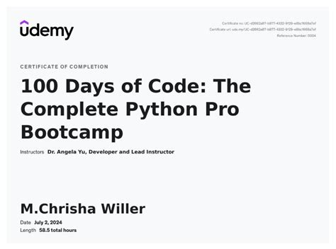 Chrisha Willer On Linkedin Python 100daysofcode Udemy