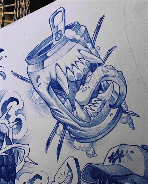 Gritty Style Art Gritty Sketch Abstract Tattoo Sketch Blue Ink