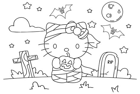 Halloween Hello Kitty Coloring Pages Printable Coloring Free