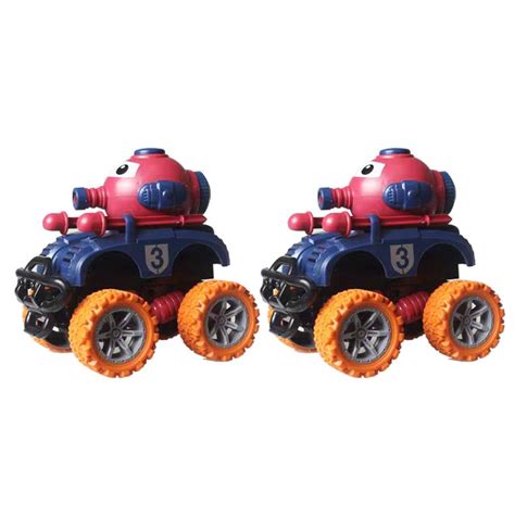 2pcs เด็ก collision bounce deformation launch รถถังของเล่น สีแดง