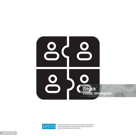 미니멀리스트 아이콘은 디자인 그래픽에서 협업과 통일을 상징하는 인간의 얼굴을 한 4개의 퍼즐 조각을 나타냅니다 개념에 대한 스톡 벡터 아트 및 기타 이미지 Istock