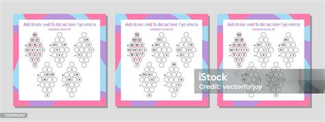 덧셈 및 뺄셈 피라미드 세트 교육 수학 게임 워크 시트 수학 퍼즐 벡터 일러스트입니다 0명에 대한 스톡 벡터 아트 및 기타 이미지 Istock