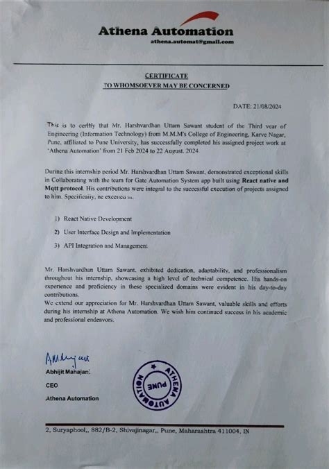 Harshvardhan Sawant On Linkedin Reactnative Internship Athenaautomation Softwaredevelopment