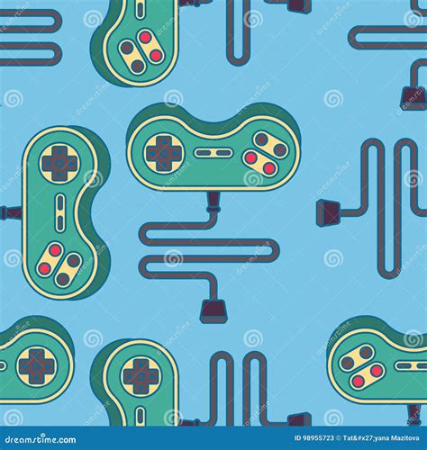 Joystick Seamless Pattern Gamepad Ornament Stock Vector Illustration Of Backdrop Modern