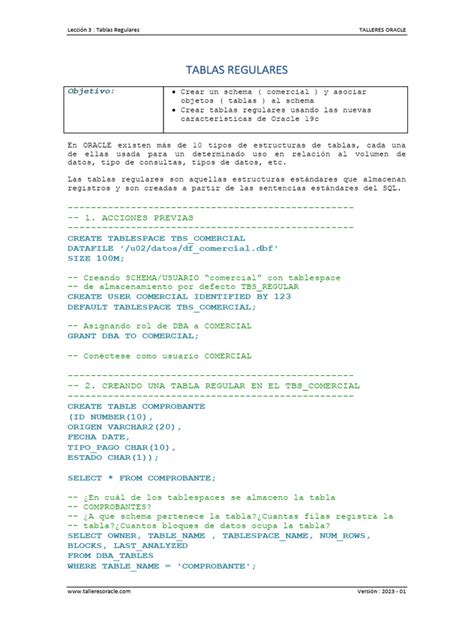 Lección 03 Creación De Tablas Regulares Pdf Sql Gestión De Datos