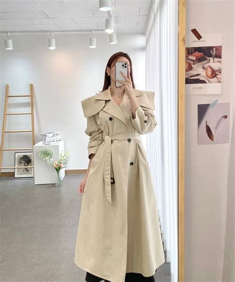 봄가을 케이프 탈부착 세일러 카라 벨트 롱 트렌치 코트 2col 에이블리