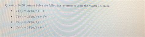 Solved Question 6 20 Points Solve The Following