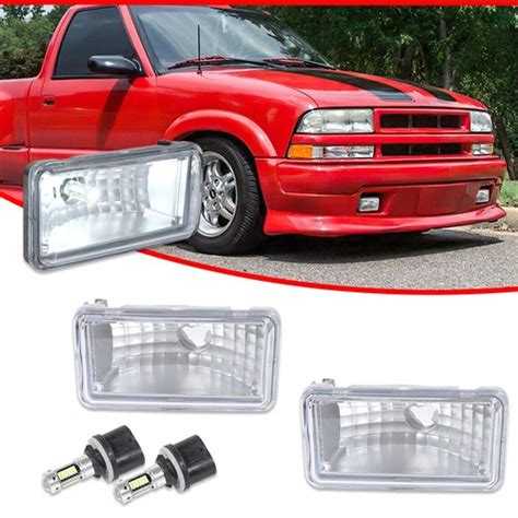 For 98 04 Chevy S10 Pickup Blazer Clear Lens Led Front Bumper Driving Fog Lights Ebay