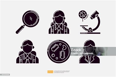 돋보기 유리 현미경 연구실 학생 및 교사 캐릭터 곰팡이 박테리아 군집 지식과 교육 아이콘입니다 과학 및 학교 벡터 일러스트레이션 가방에 대한 스톡 벡터 아트 및 기타 이미지