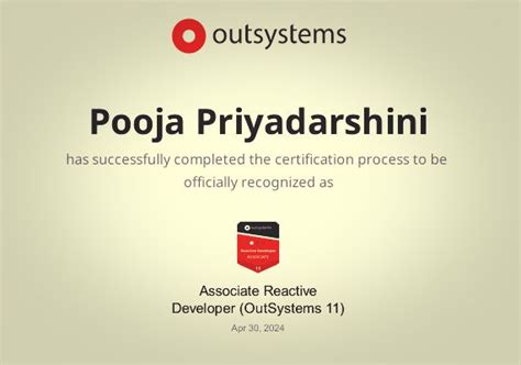 I Am Thrilled To Share That I Have Successfully Achieved The Outsystems Reactive Developer