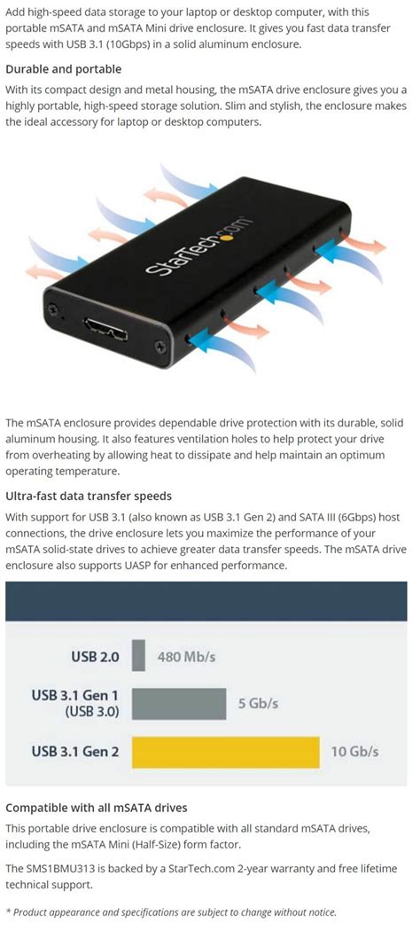 StarTech External USB SATA M SSD Enclosure SM NGFFMBU Mwave Com Au