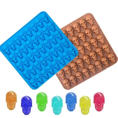 Hjkl 3d แม่พิมพ์ซิลิโคนกะโหลกศีรษะ 2สีค่ะ 40เซลล์ แม่พิมพ์หัวโครงกระดูก