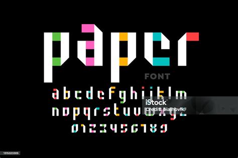 종이 공예 스타일 종이 접기 글꼴 세트 접기에 대한 스톡 벡터 아트 및 기타 이미지 접기 컴퓨터 글자 3차원 형태