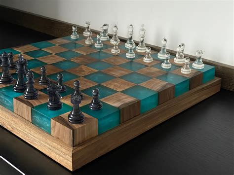 Handmade Large Illuminated Chess Set Epoxy Resin Chessunique Chess