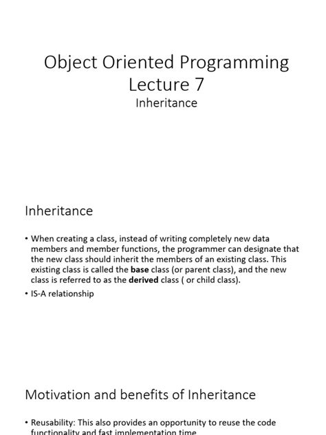 Oop Ue Lecture 7 Inheritance Pdf Inheritance Object Oriented