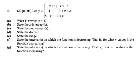 Solved 4 20 Points Let Y⎩⎨⎧−∣x3∣45−xx≤−3−3