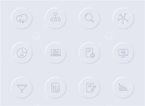 Gray Data Analytics Icons On Round Buttons For Webmobile Vector Data Line Business Png And