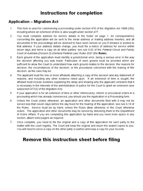 Migration Application Instructions Pdf University And College Admission Affidavit