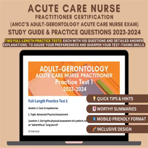 Adult Gerontology Acute Care Nurse Practitioner Certification 2023 2024