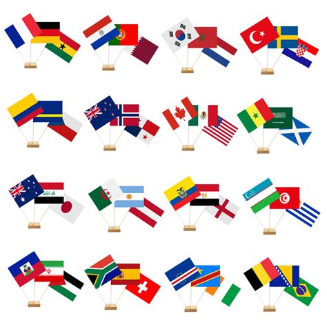 Football World Cup 2026 Table Flag Pack 48 Country Flags With Wooden Holders Party Packs