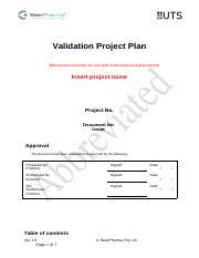 Validation Project Plan Validation Approach Responsibilities Course Hero