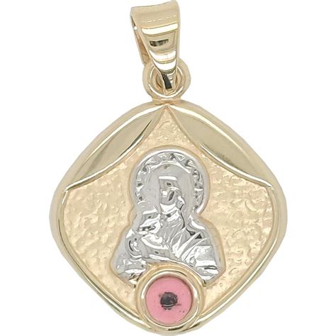 Mertzios Gr Μενταγιόν χρυσό 14 καράτια με παναγία και ματάκι Glami Gr