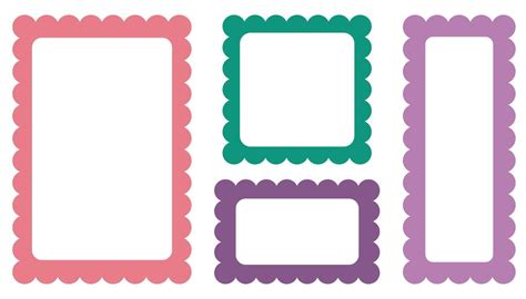 Colorful Cute Frames With Ruffles Edges Isolated On White Simple Zig Zag Borders 53105902