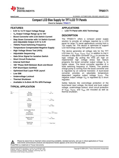 compact lcd bias supply for tft lcd tv panels features applications pdf capacitor