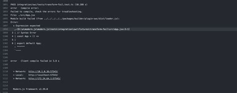 Feature Simplify Output Logs In Integration Tests · Issue 4906 · Web Infra Devmodernjs