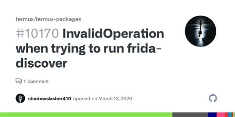 Invalidoperationerror When Trying To Run Frida Discover · Issue 10170