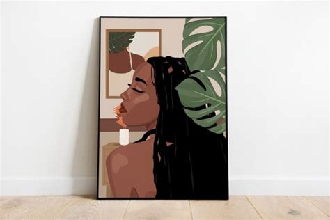 Black Woman Dreads Art Black Girl Locs Abstract Female Art Etsy