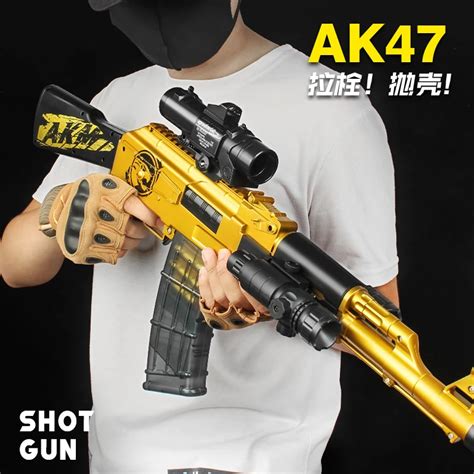 수동 쉘 던지기 풀 볼트 Ak 47 어린이 총 장난감 어썰트 어썰트 에어소프트 무기 야외 소프트 폼 블래스터 총알 총 소년 장난감 Aliexpress