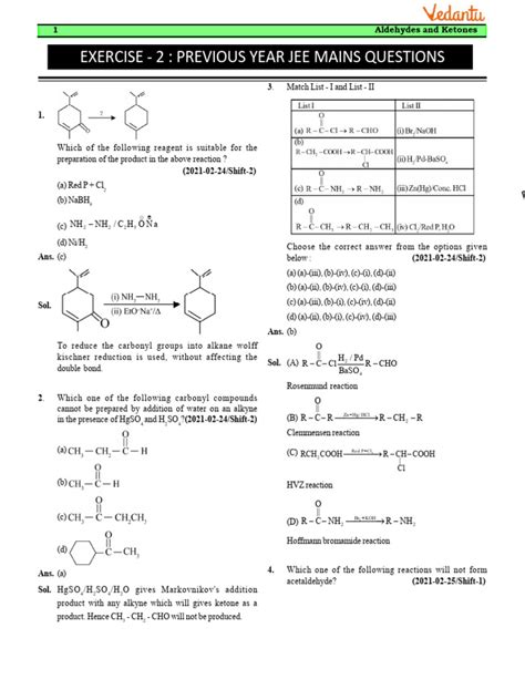 aldehydes and ketones exercise 2 pdf