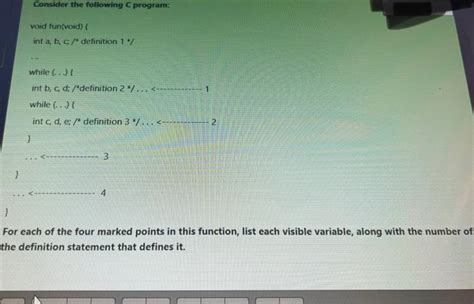 Solved Consider The Following Program C Void Funvoid